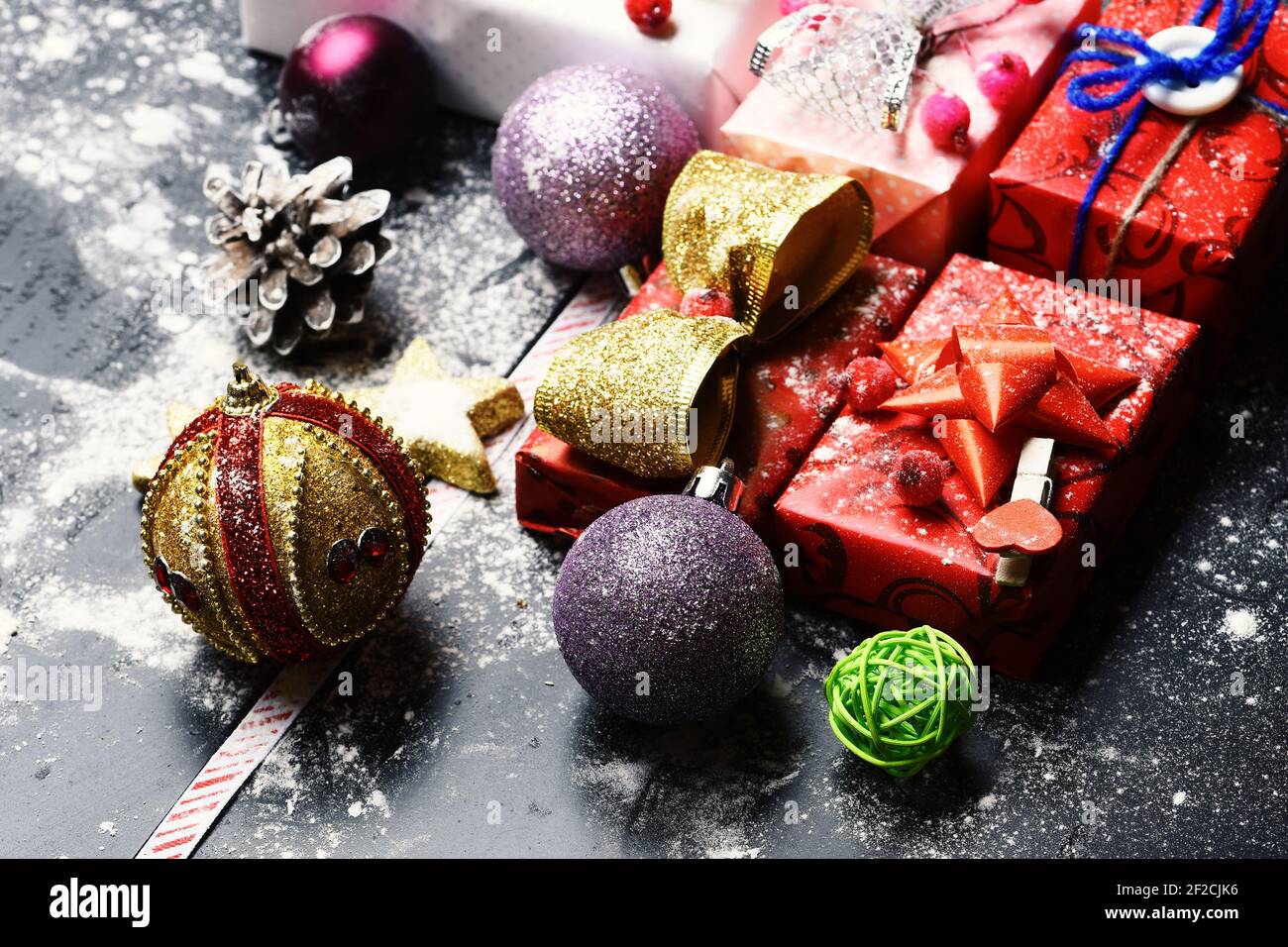 Set of Christmas presents. Decor made of gifts Stock Photo - Alamy