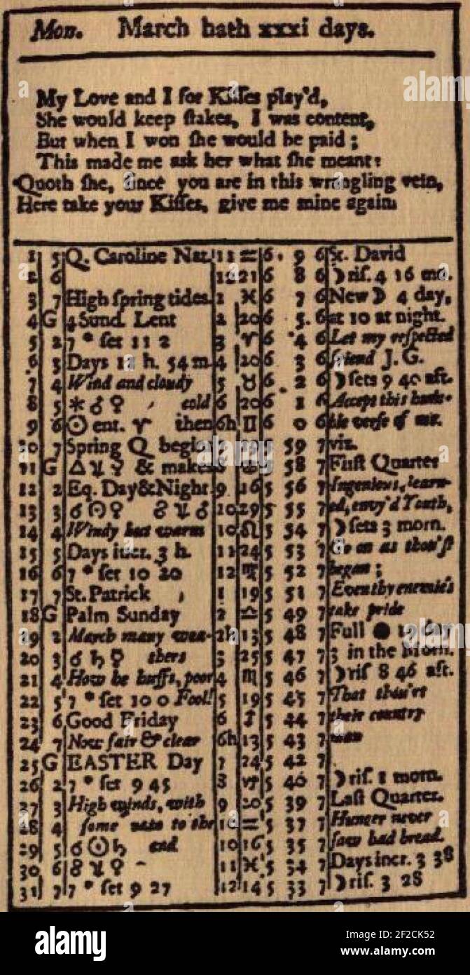 Poor Richard March 1733 Stock Photo - Alamy