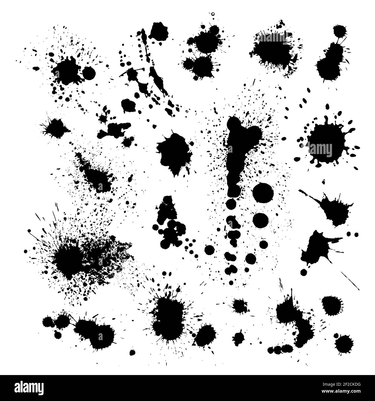 Set of Grunge Design Elements. Black blots. Brush Strokes. Vector ...