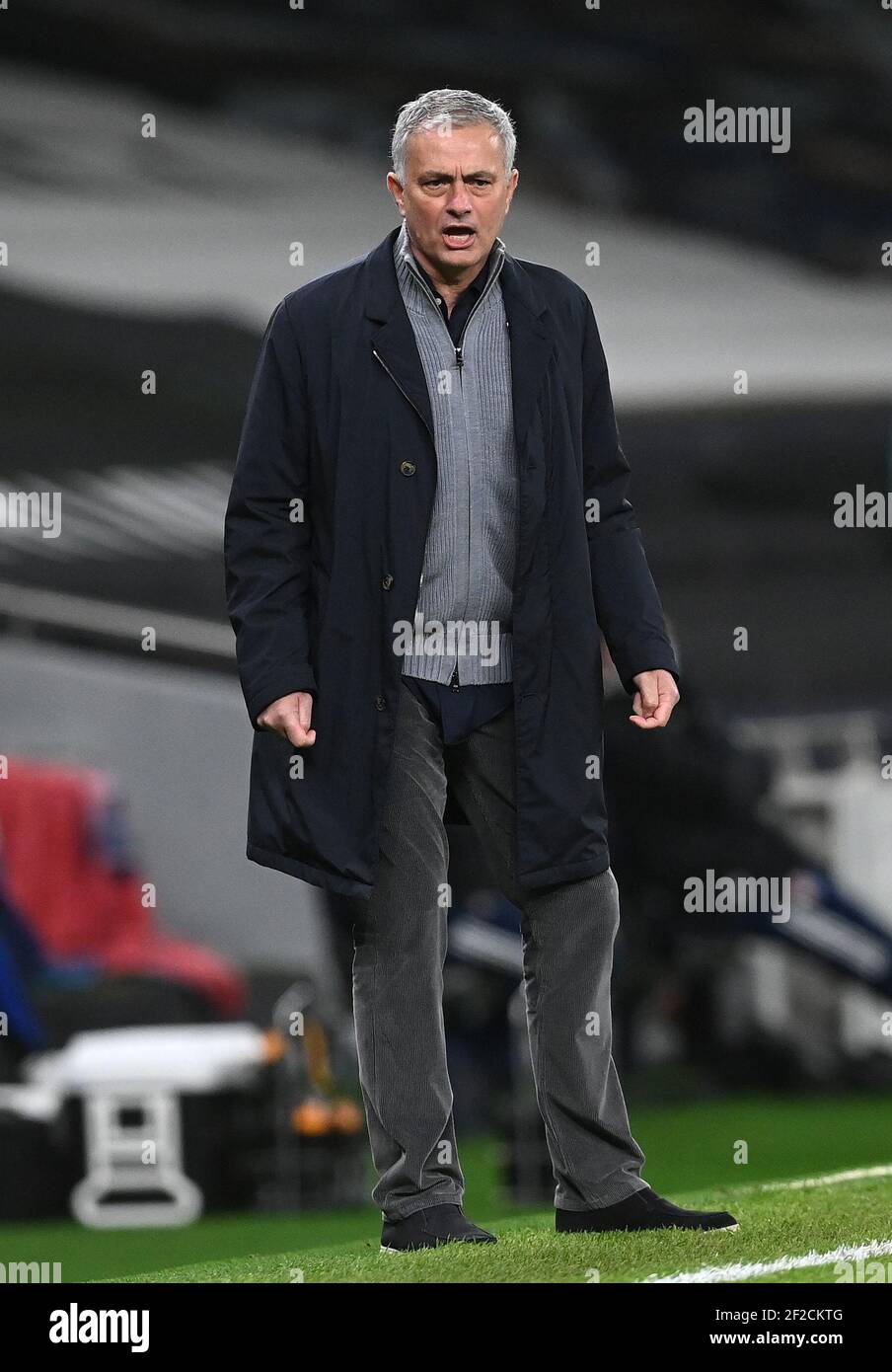 Tottenham Hotspur manager Jose Mourinho on the touchline during the ...