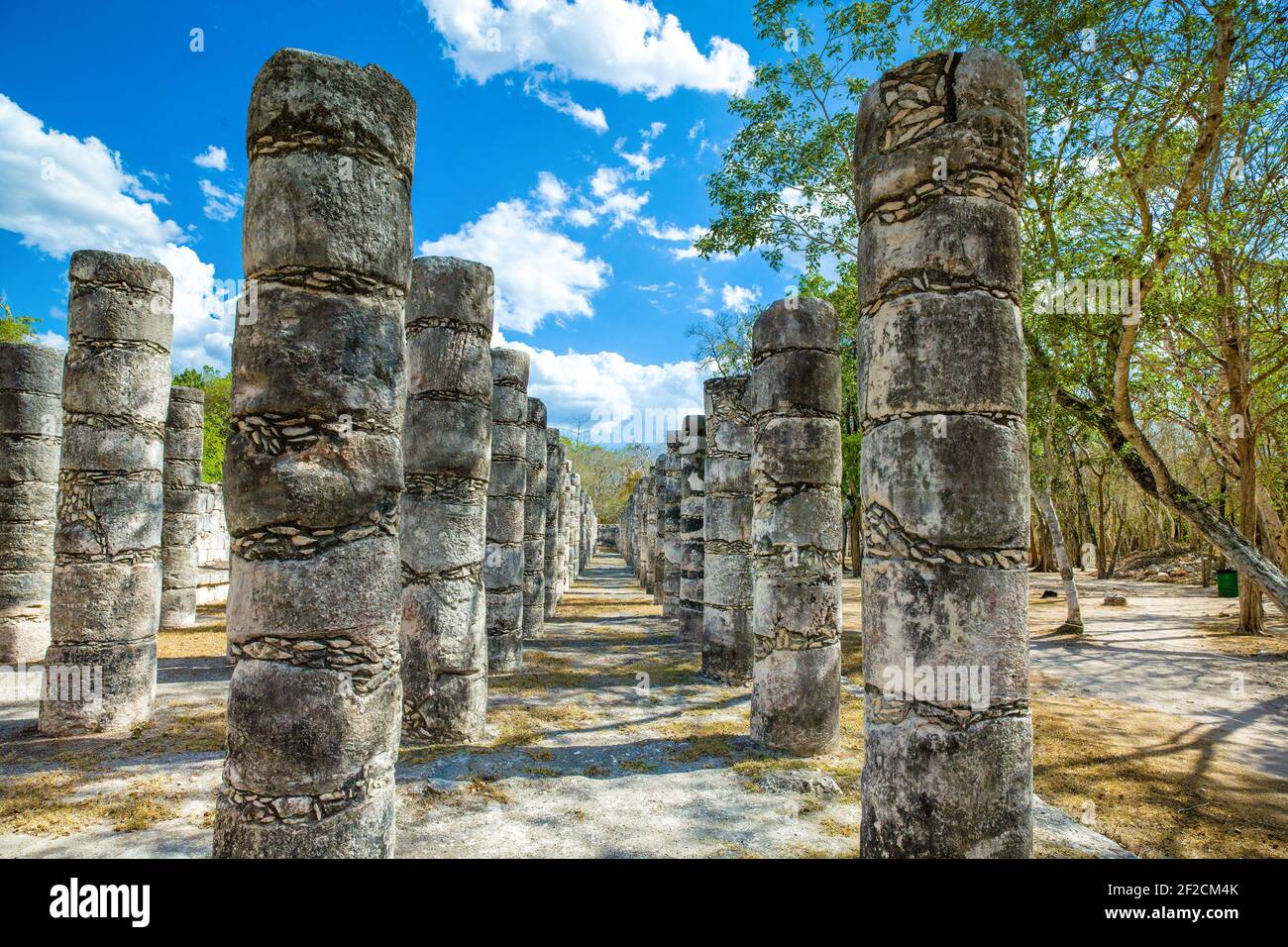 Columns in the Temple of a Thousand Warriors in the Chichen Itza ...