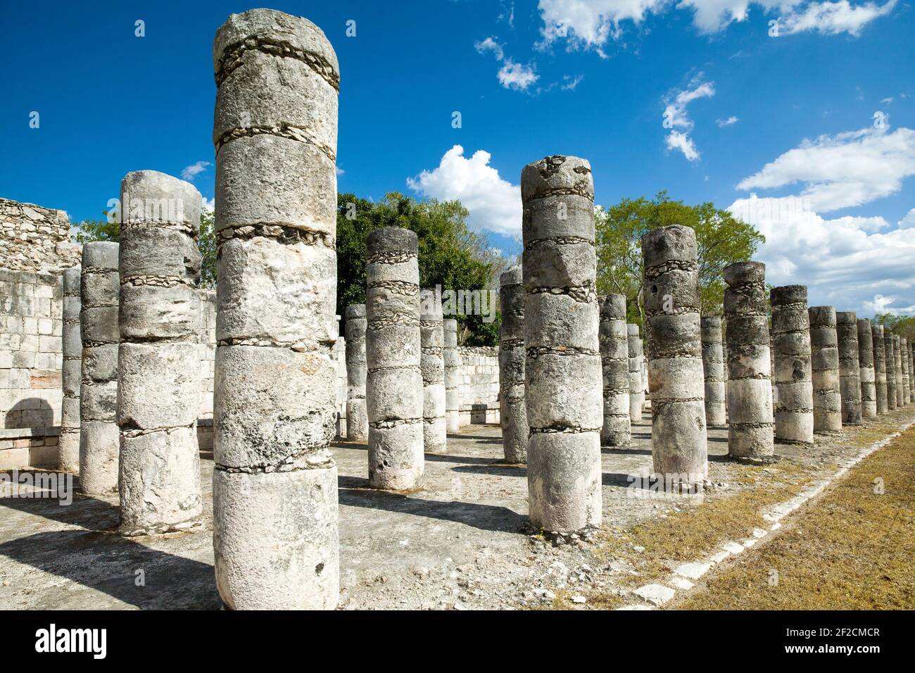 Columns in the Temple of a Thousand Warriors in the Chichen Itza ...