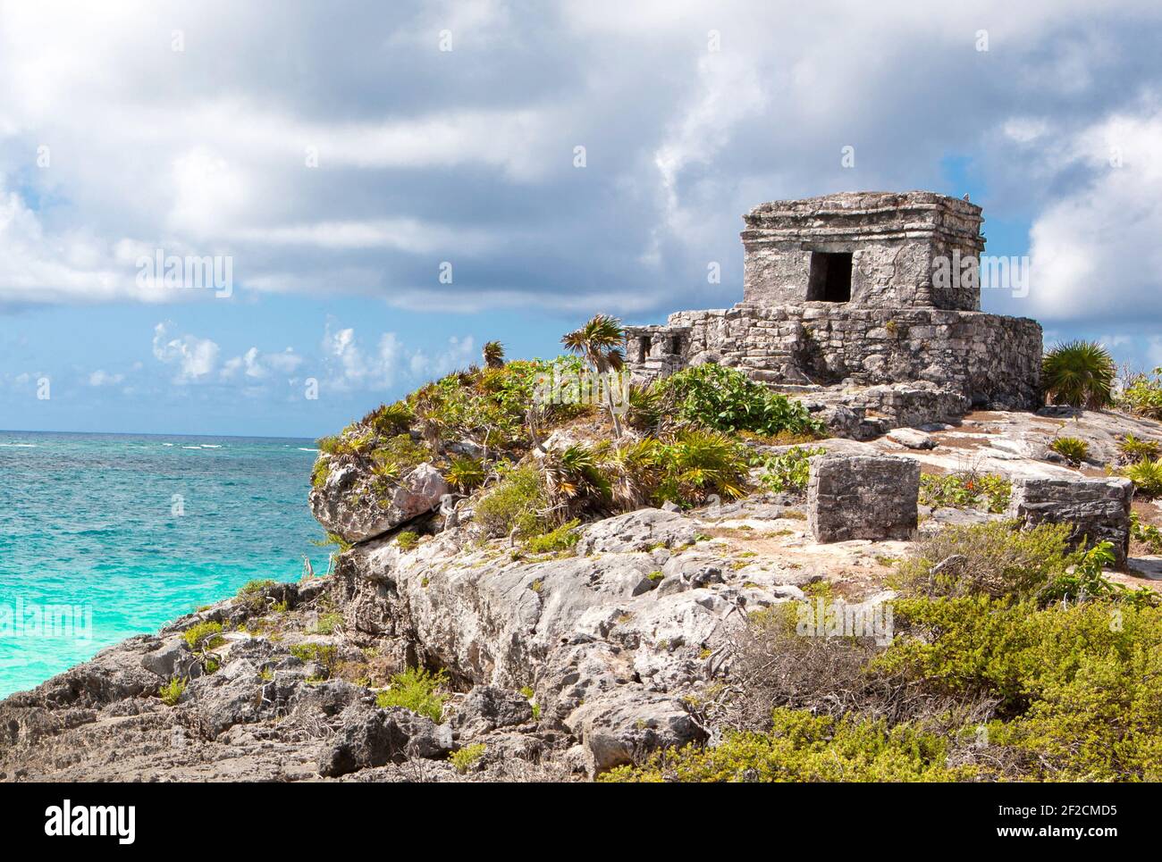 Landscape of the Temple of the God of Wind in Tulum, on the Caribbean ...