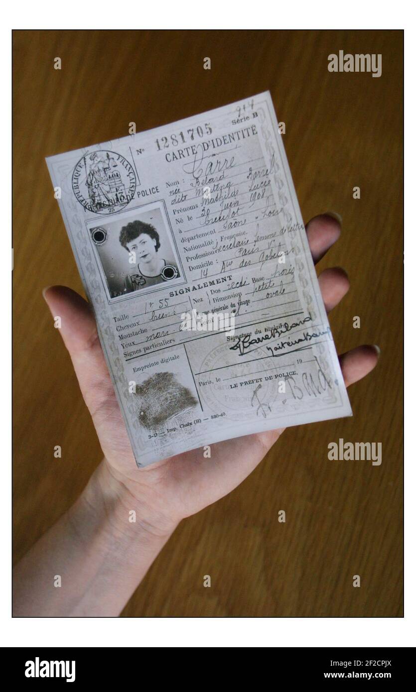 Identity document of Mathilde Lucie Carre suspected Double spy ...