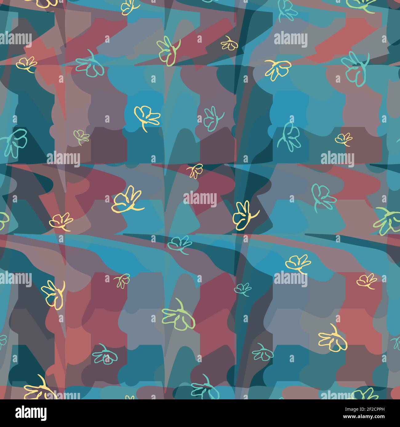 abstract shapes with floral seamless vector patern Stock Vector Image ...