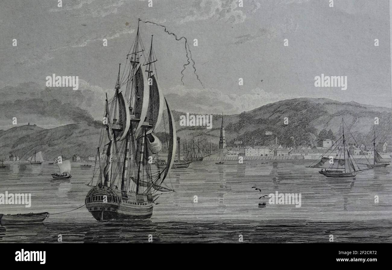 Port Glasgow, ships and steamer - 1839 Stock Photo - Alamy