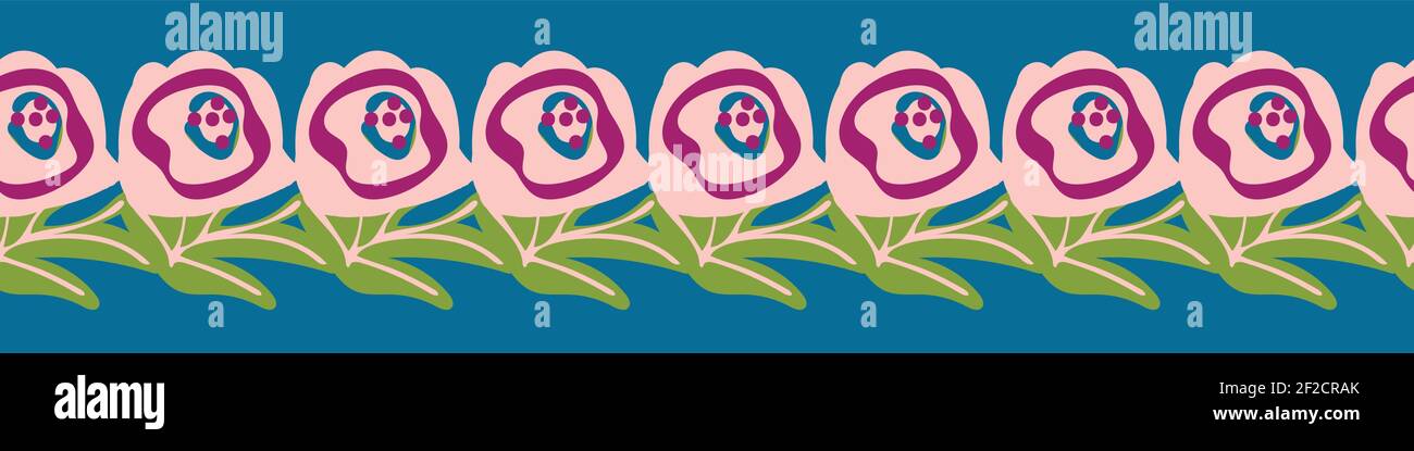 folk floral border seamless vector pattern Stock Vector Image & Art - Alamy