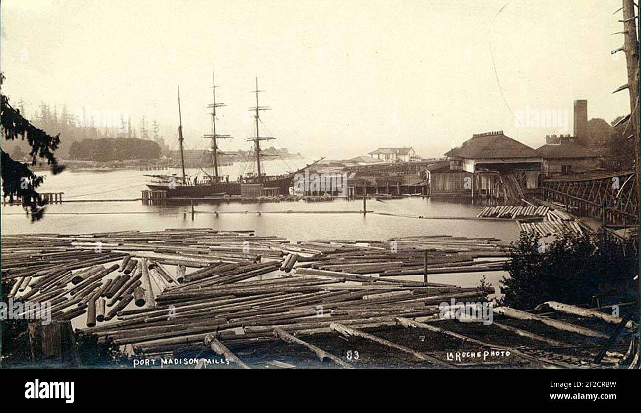 Port Madison lumber mill, Washington, ca 1892 Stock Photo - Alamy