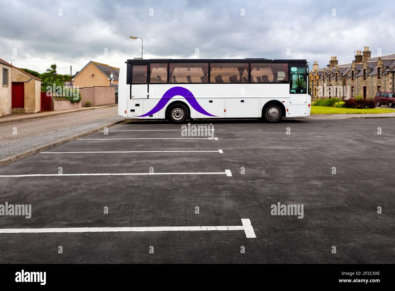White tourist coach for excursions Stock Photo - Alamy