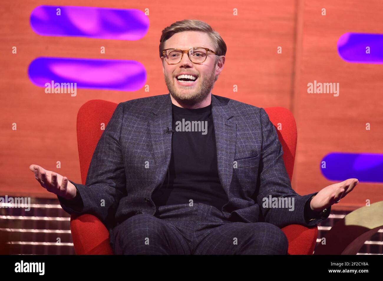 EDITORIAL USE ONLY Rob Beckett during filming for the Graham Norton ...