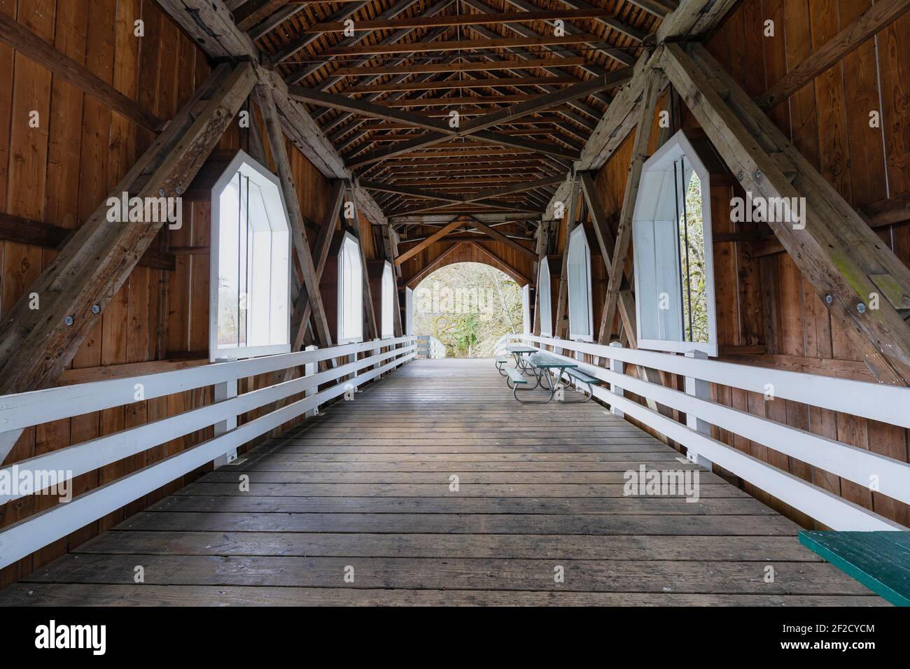 Inside the Rittner Creek covered bridge Stock Photo - Alamy
