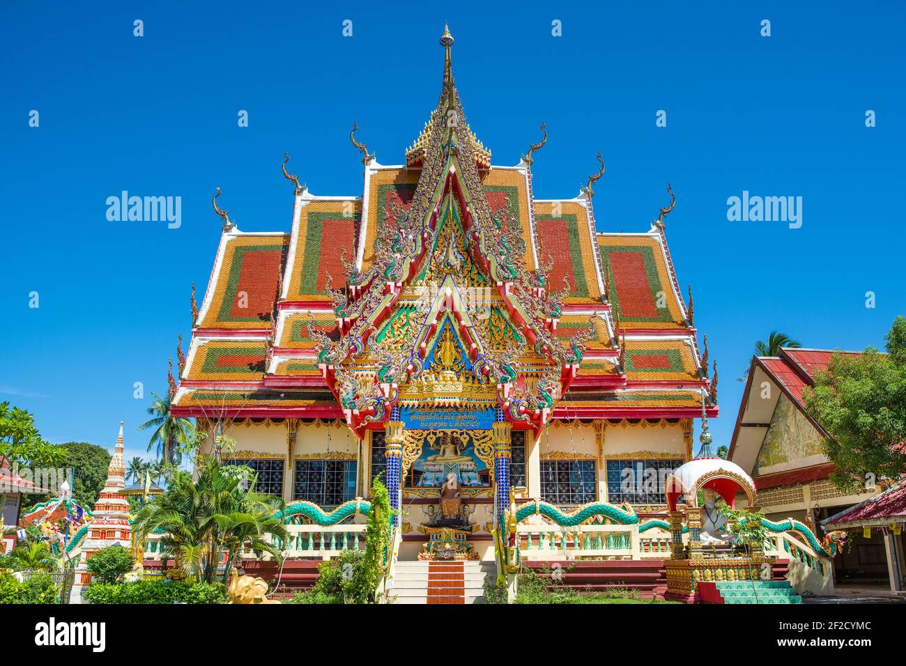 Koh Samui, Thailand - 19 November 2019: Facade of a Buddhist temple on ...