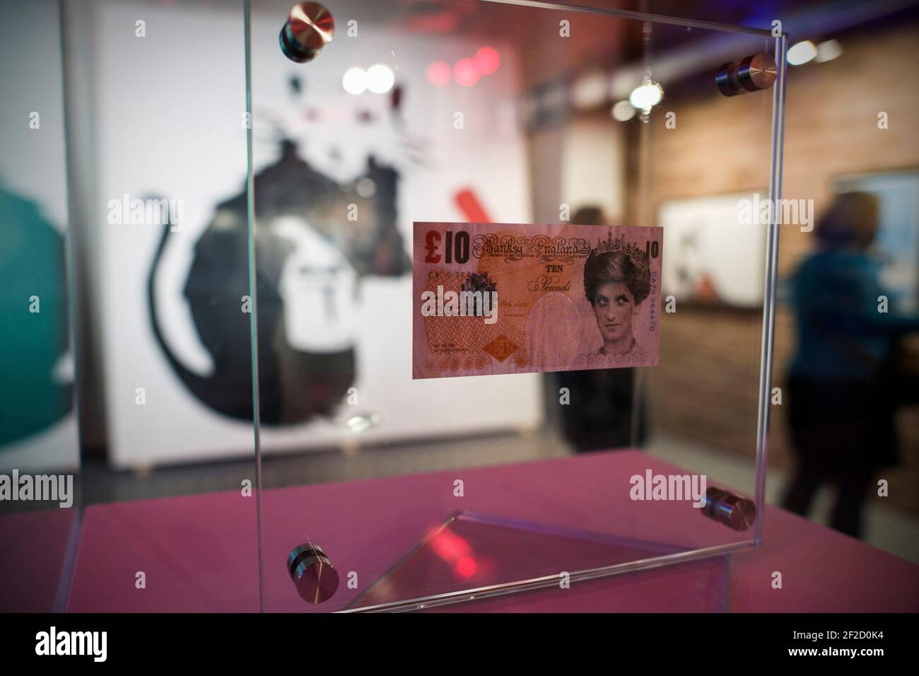 Banksy's "Di-faced Tenner" also known as the Diana 10 Pounds Note seen ...