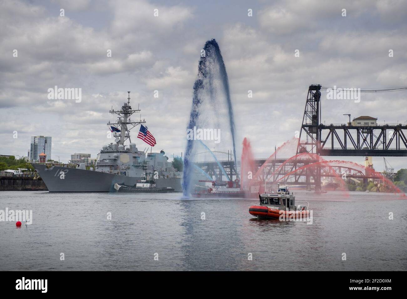 Portland fireboat David Campbell sprays the USS Michael Murphy - 180607 ...