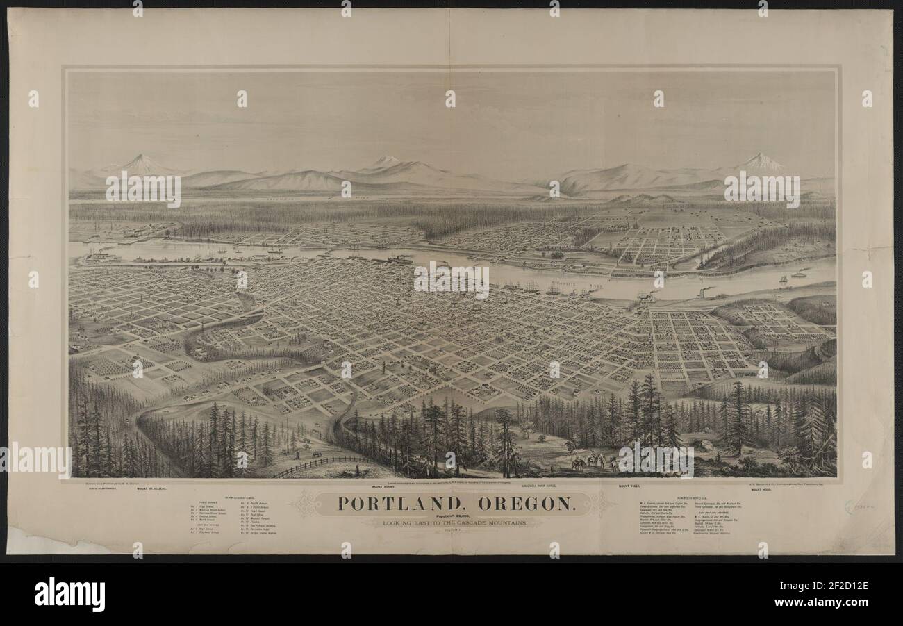 Portland, Oregon, population 22,000, looking east to the Cascade ...
