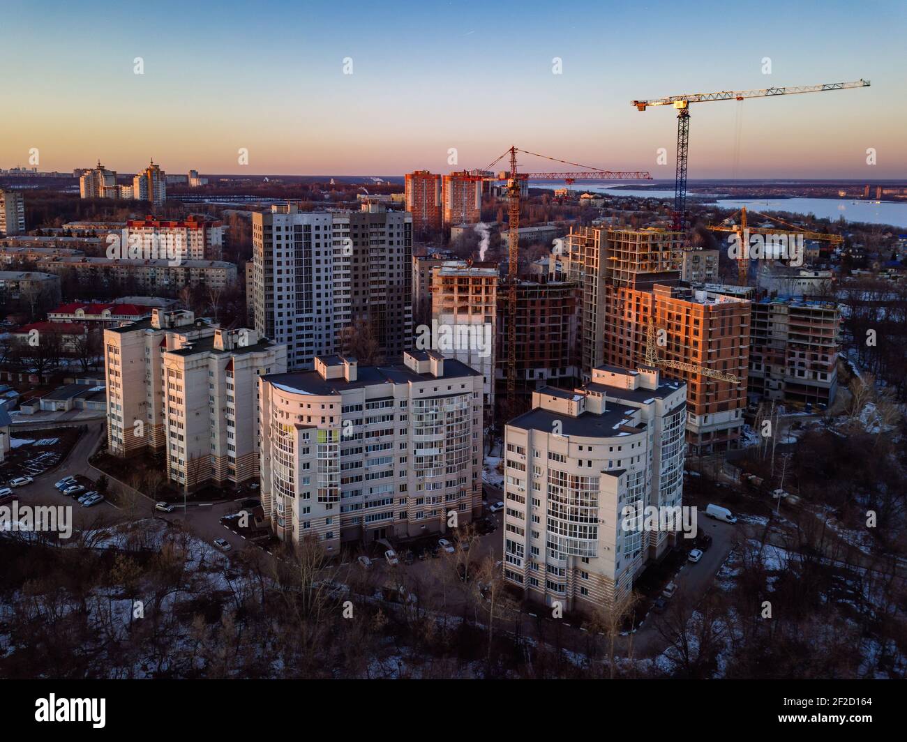 Modern residential building construction site, aerial view Stock Photo ...