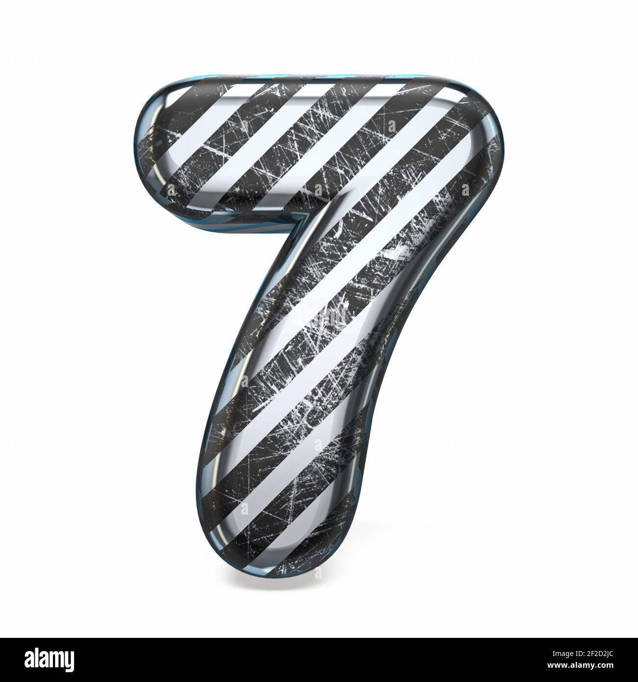 Striped steel black scratched font Number 7 SEVEN 3D render ...