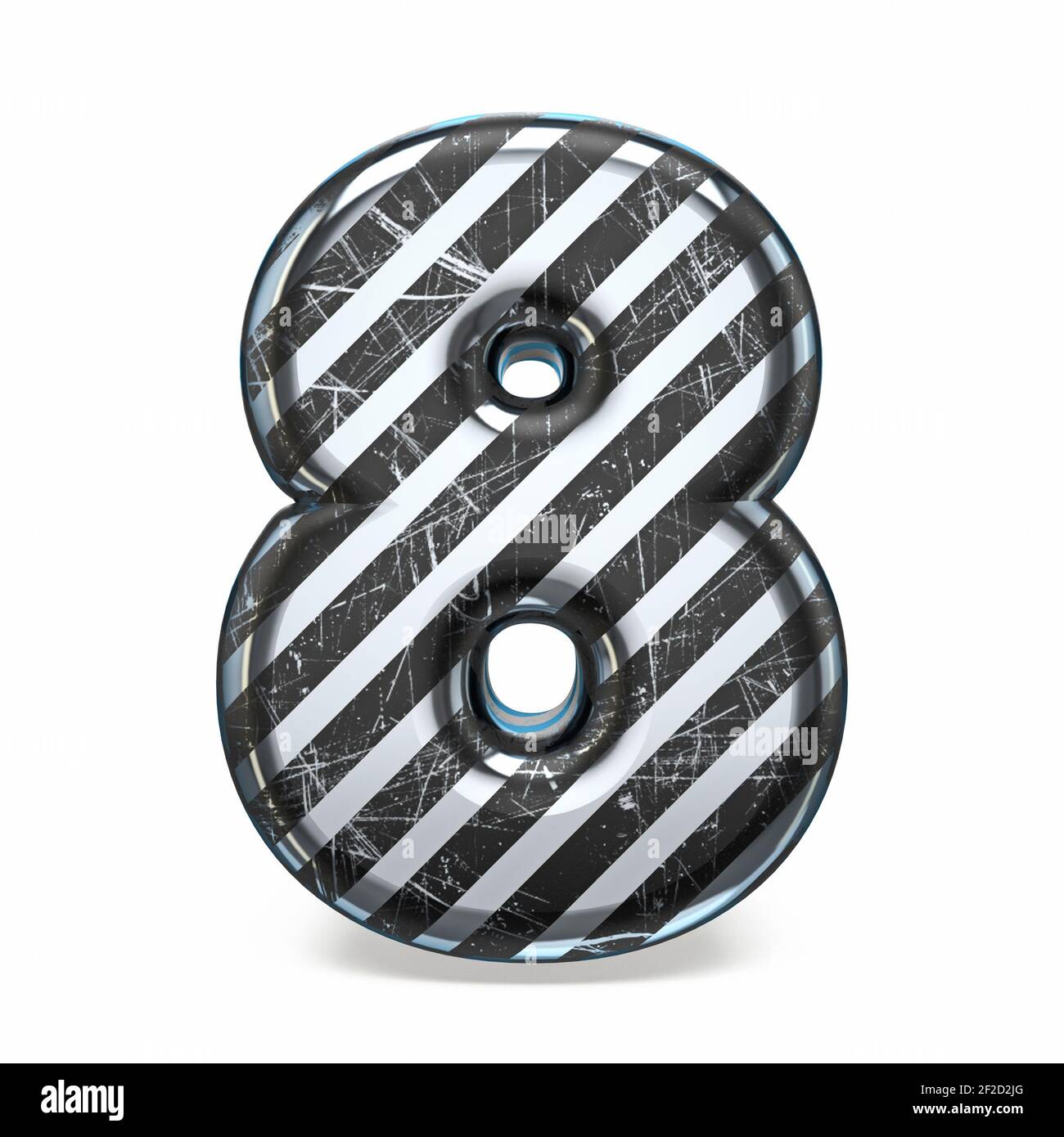 Striped steel black scratched font Number 8 EIGHT 3D render ...
