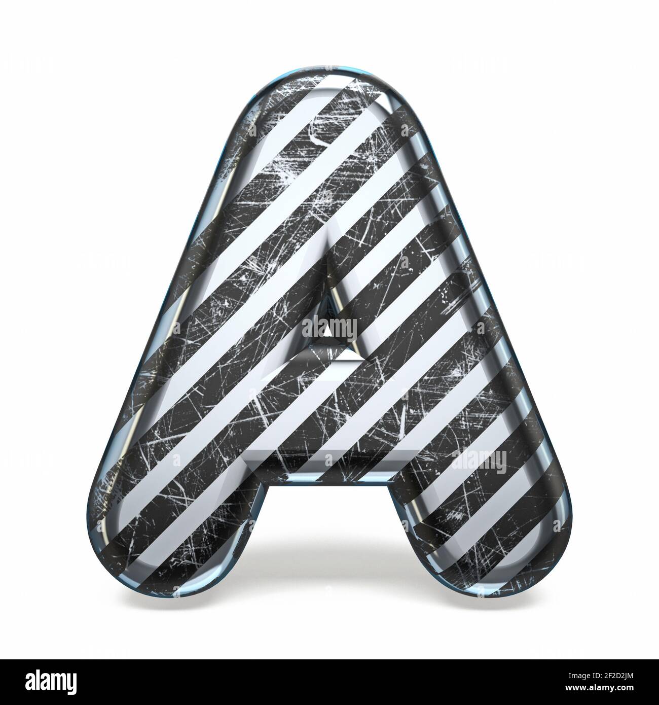 Striped steel black scratched font Letter A 3D render illustration ...