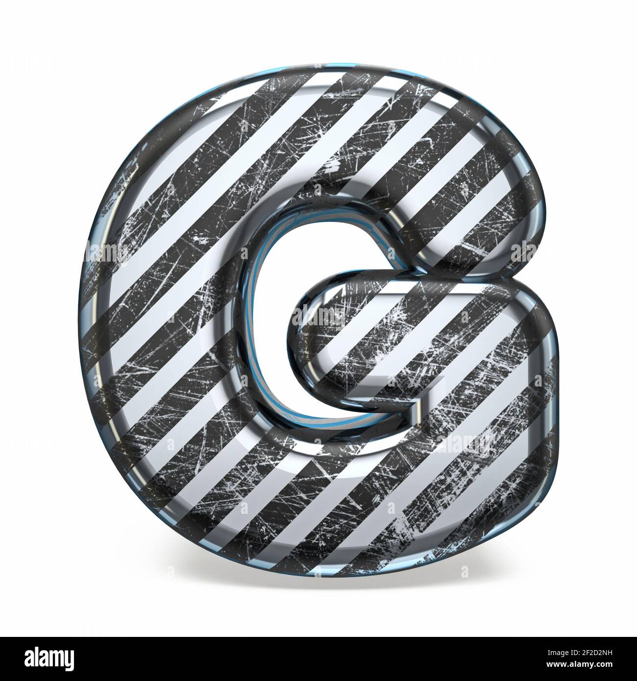 Striped steel black scratched font Letter G 3D render illustration ...