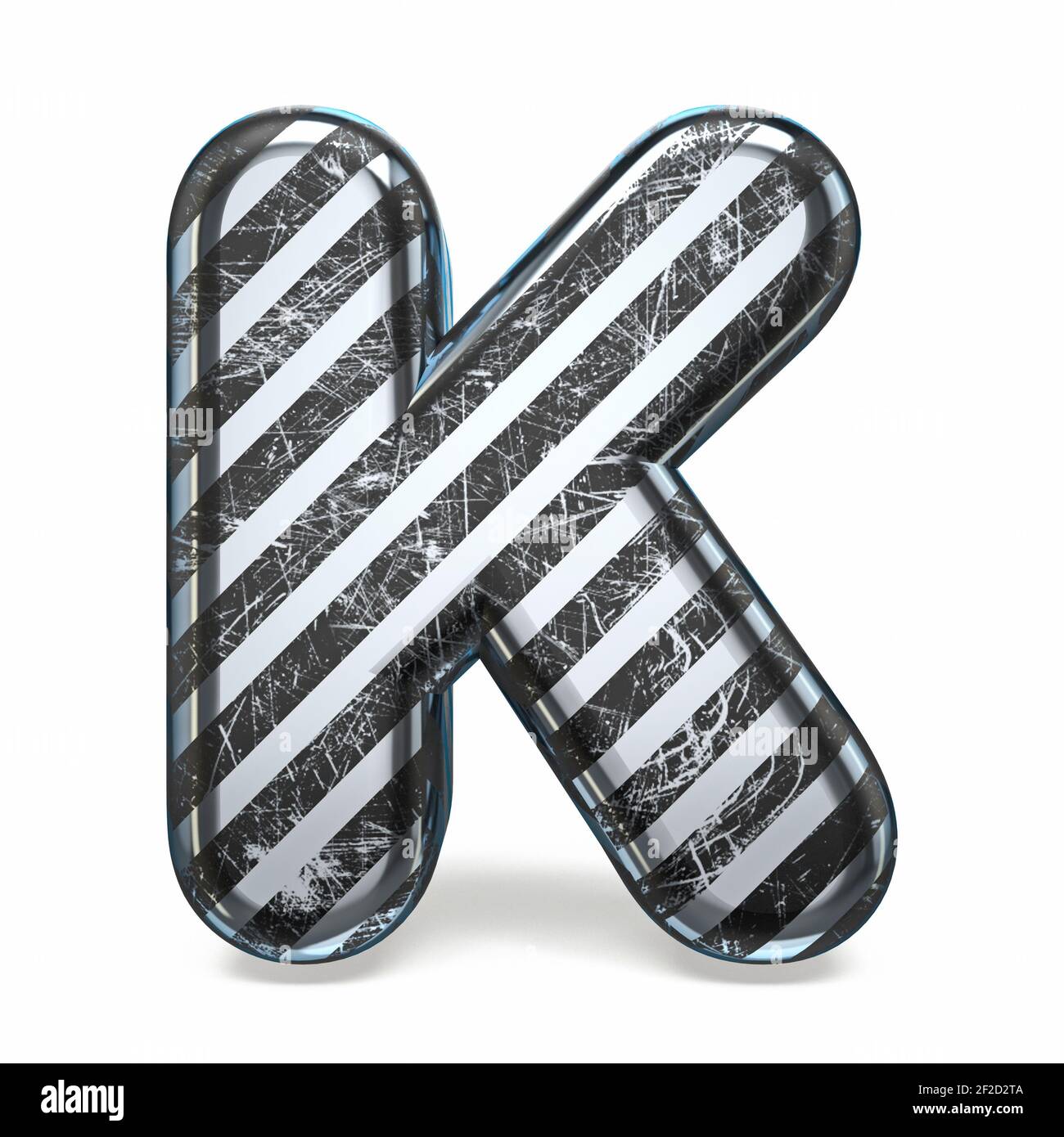 Striped steel black scratched font Letter K 3D render illustration ...