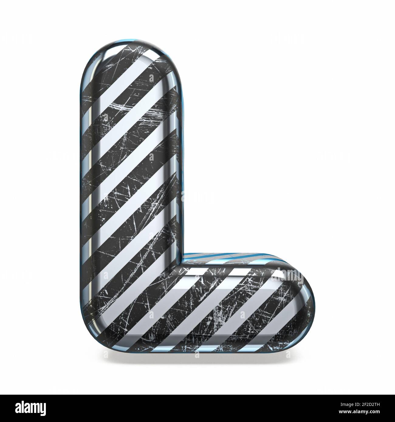 Striped steel black scratched font Letter L 3D render illustration ...
