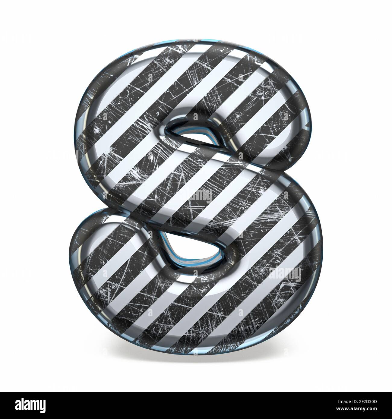 Striped steel black scratched font Letter S 3D render illustration ...