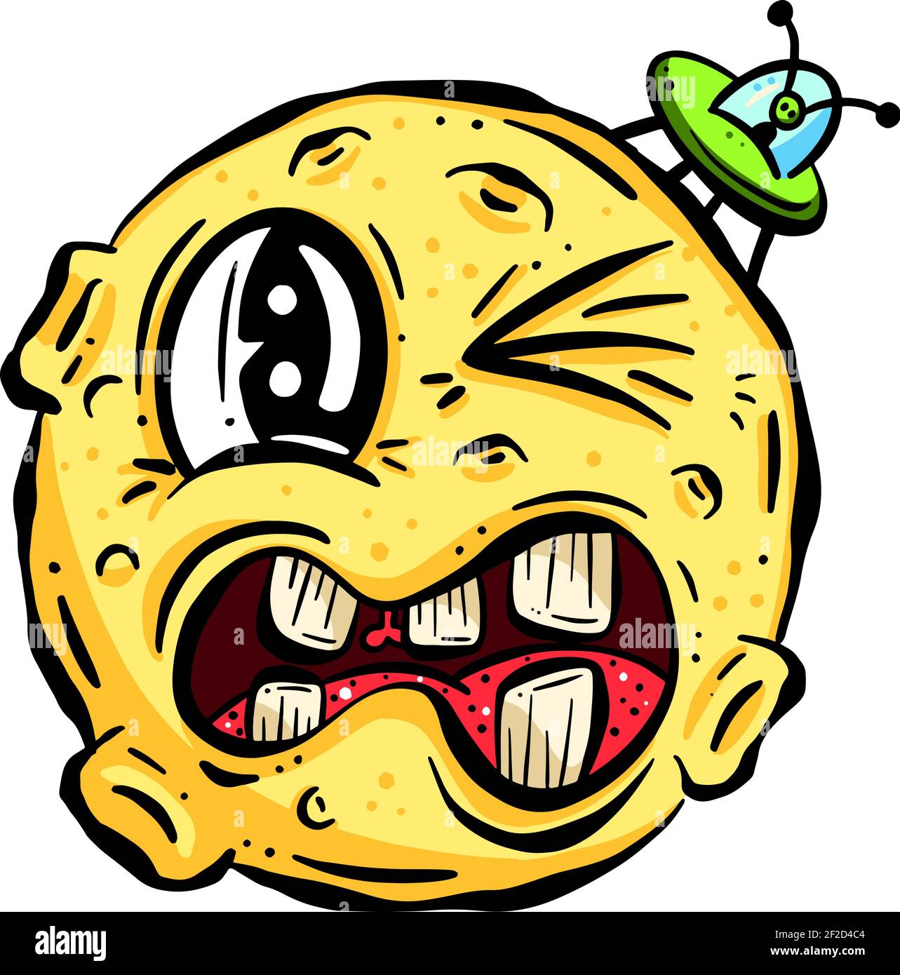 Cartoon Man in the Moon Lunar Character Very Funny Vector Illustration ...