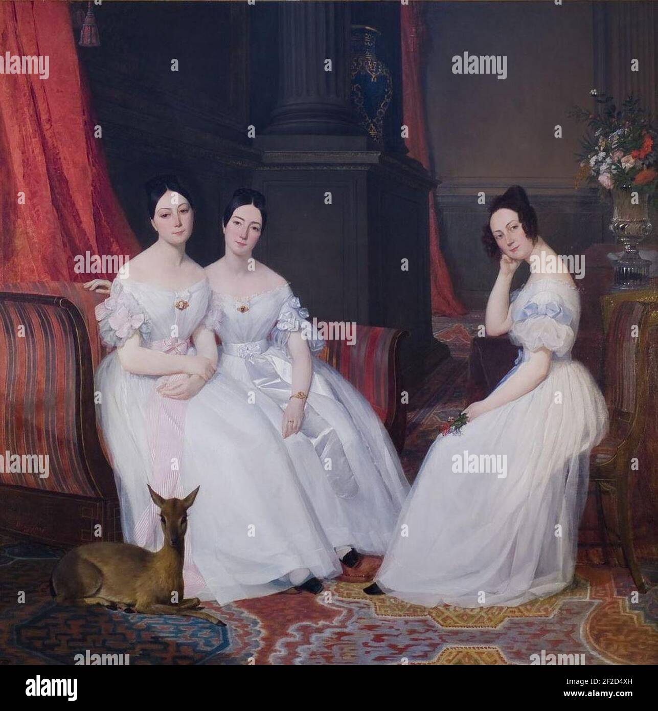 Portrait de trois jeunes filles de la famille Seignette Stock Photo - Alamy