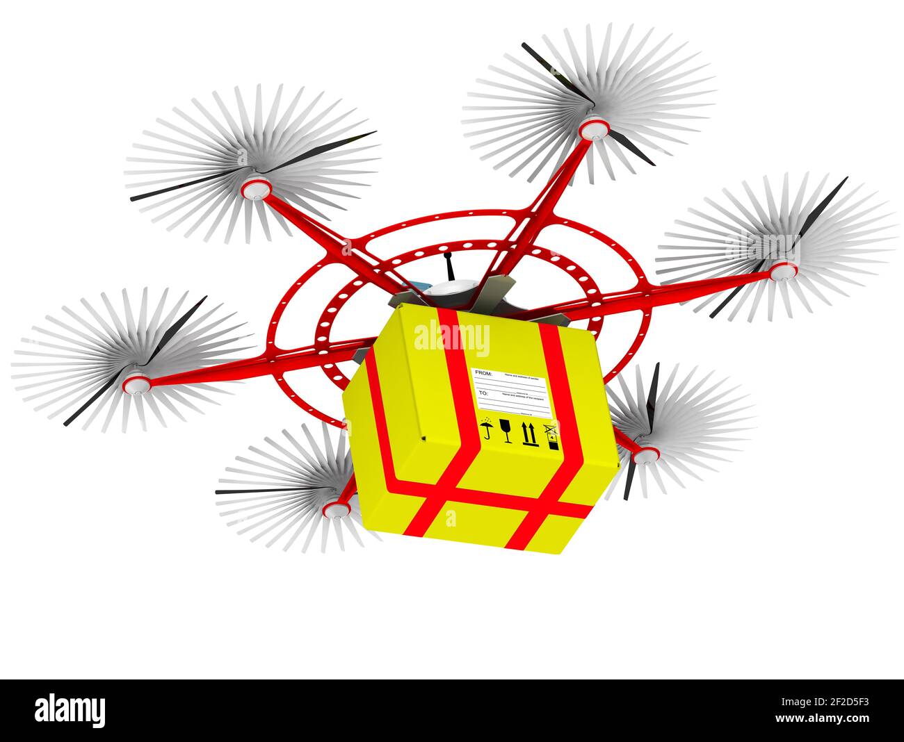 Hexacopter for parcel delivery. Unmanned aerial vehicle with six ...