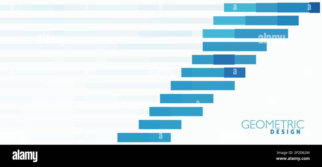 Abstract geometric tech template with blue and white horizontal stripes ...