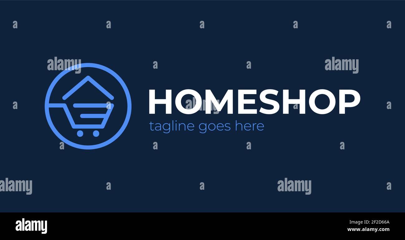 Simple creative home house shop store trolley sell buy logo vector icon ...