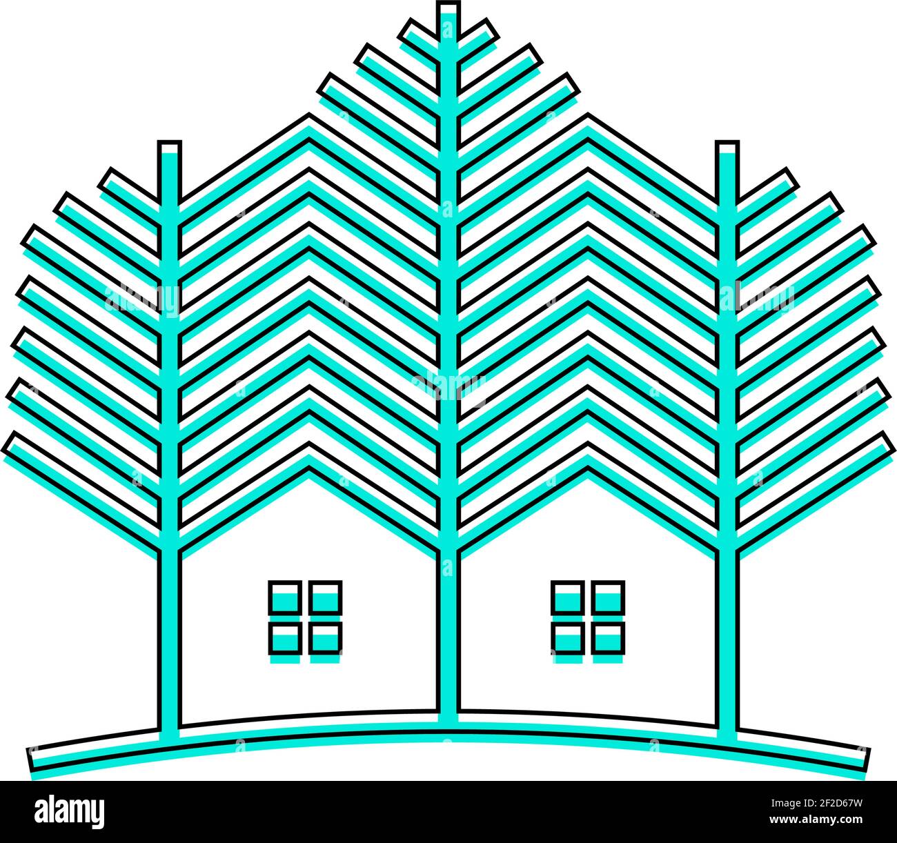 Green Wood Resident Vector logo Template. Design template of two trees ...