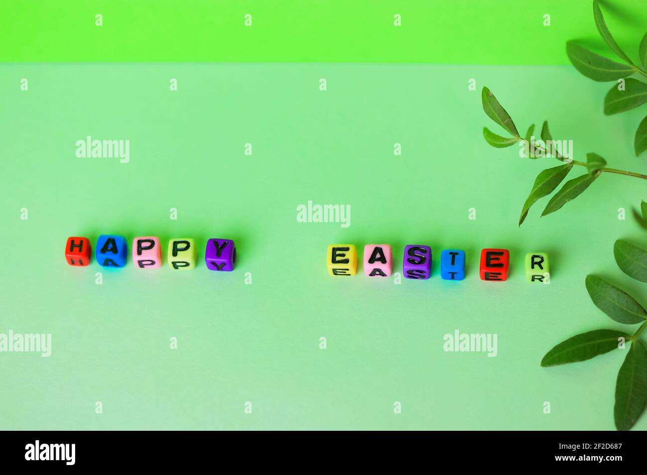 Happy Easter words written with colorful wooden alphabet letters in ...