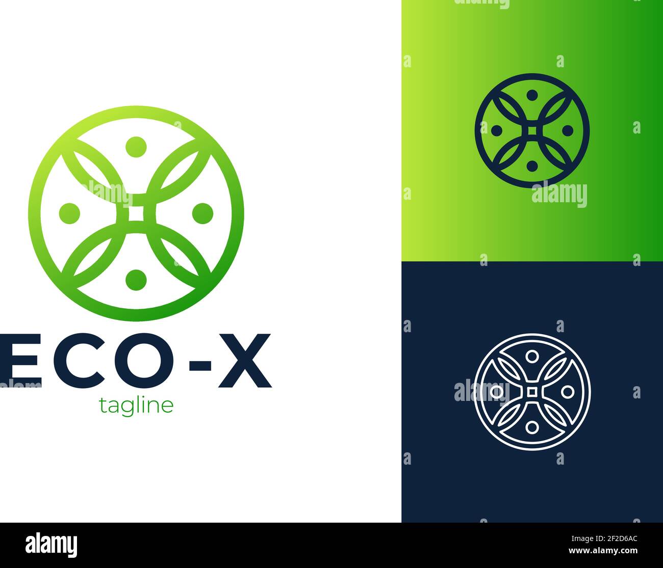Letter X eco leaves logo icon design template elements. X letter with ...