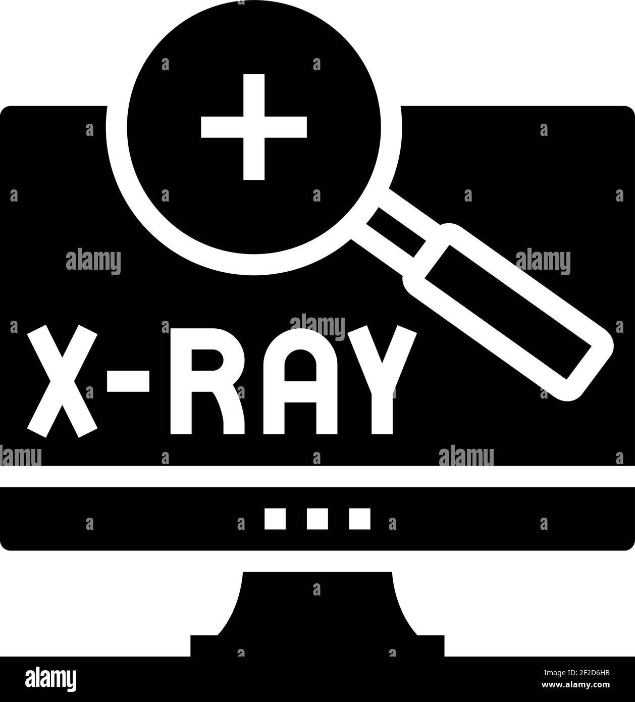 x-ray radiology researching on computer screen glyph icon vector ...