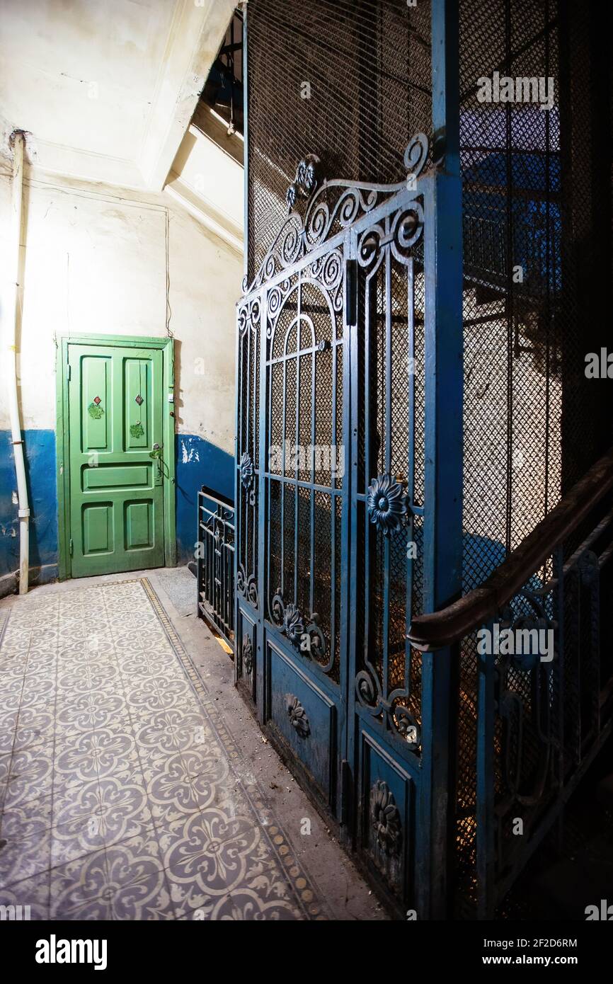Old vintage rusty elevator gates in old mansion Stock Photo - Alamy