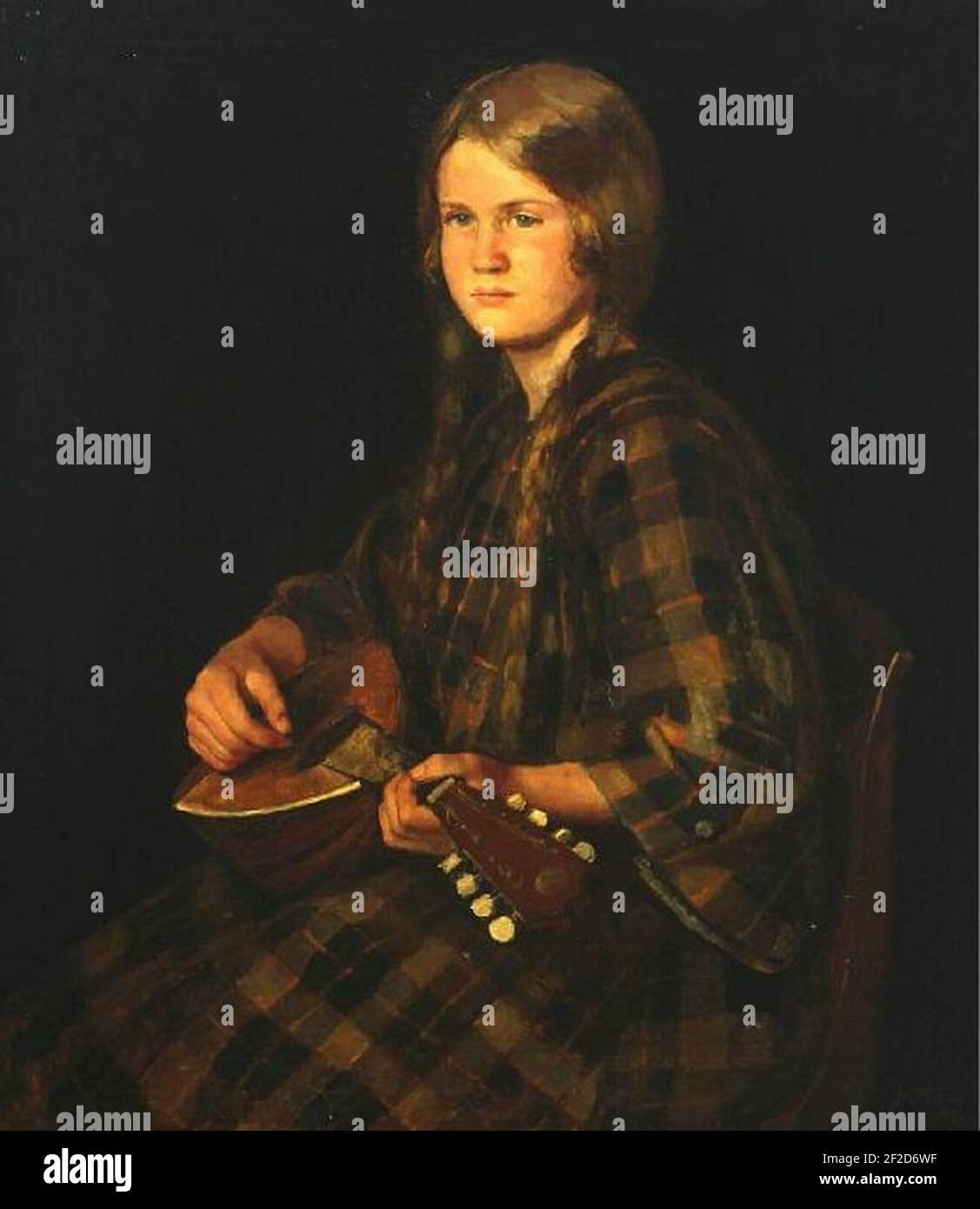 Portrait of a girl with a lute Stock Photo - Alamy