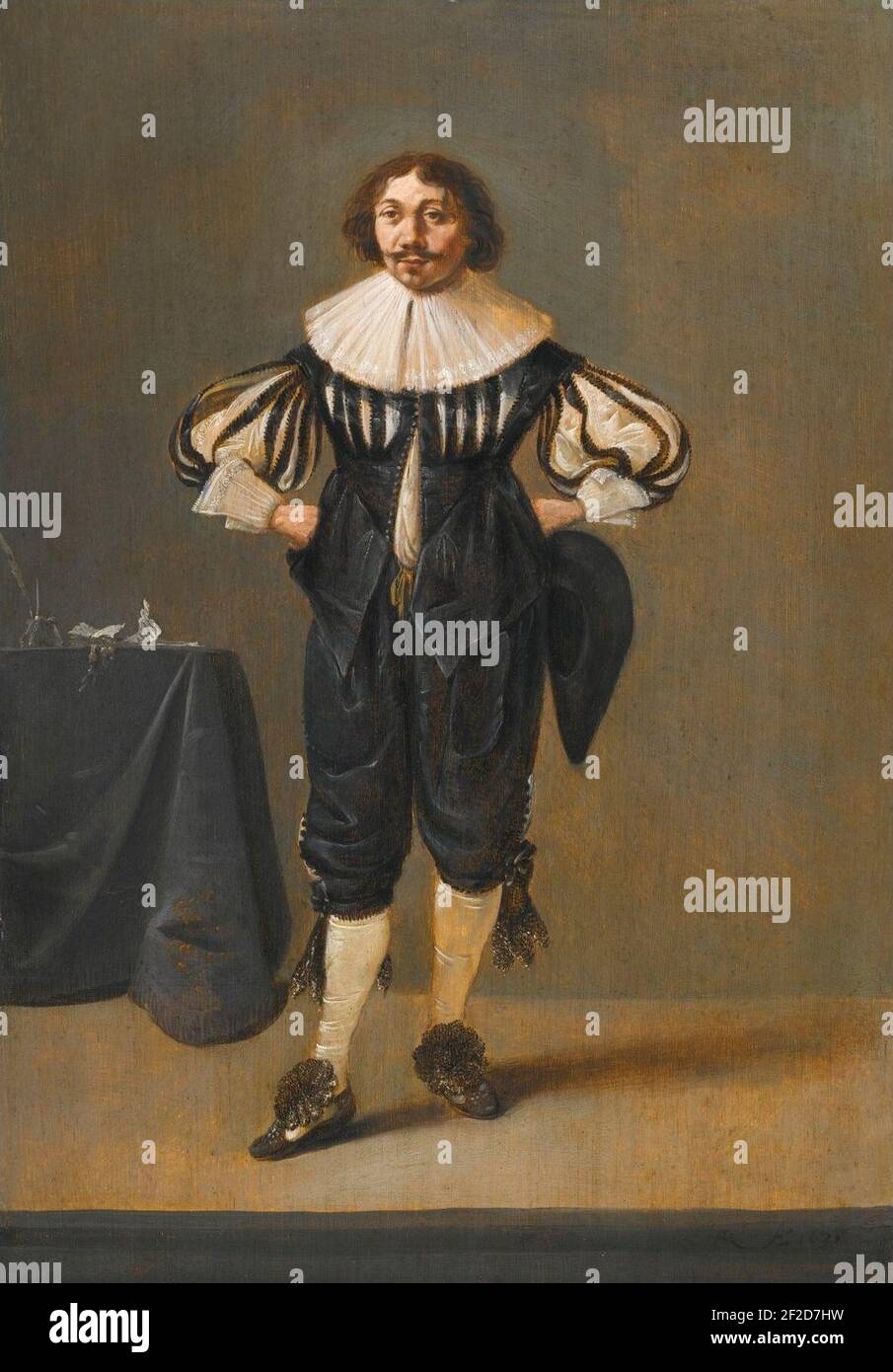Portrait of a Man in a Black Slashed Doublet, Breeches and Ruff, by ...