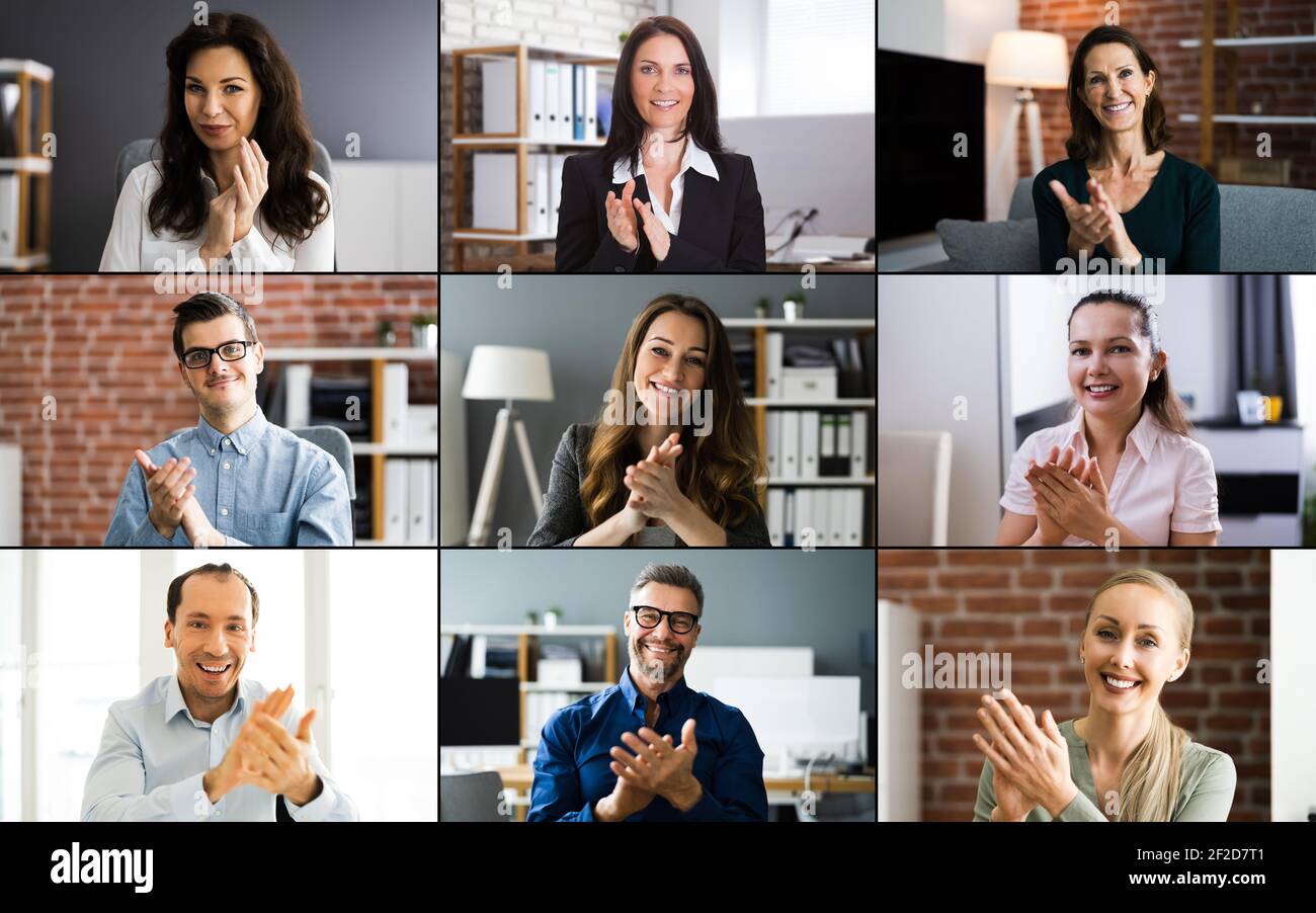 Video Conferencing Call Clapping Hands In Virtual Event Stock Photo - Alamy