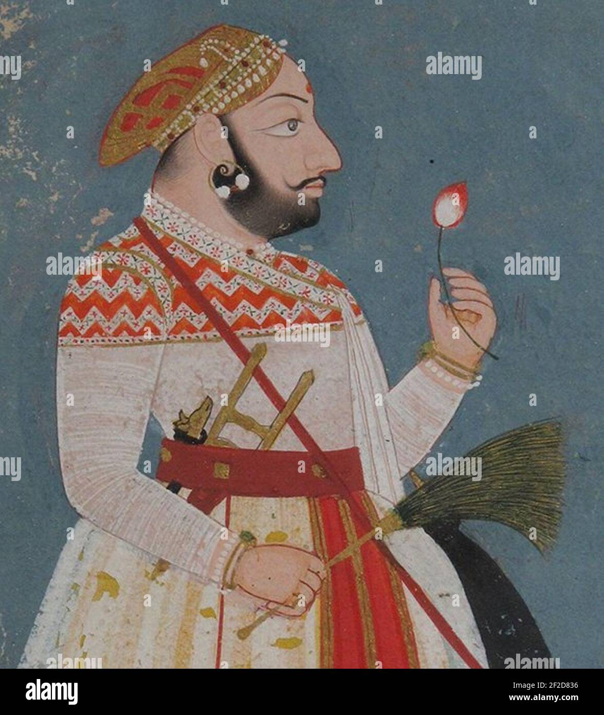 Portrait of a Mewar ruler, probably Bhim Singh, Udaipur, Rajasthan, c ...