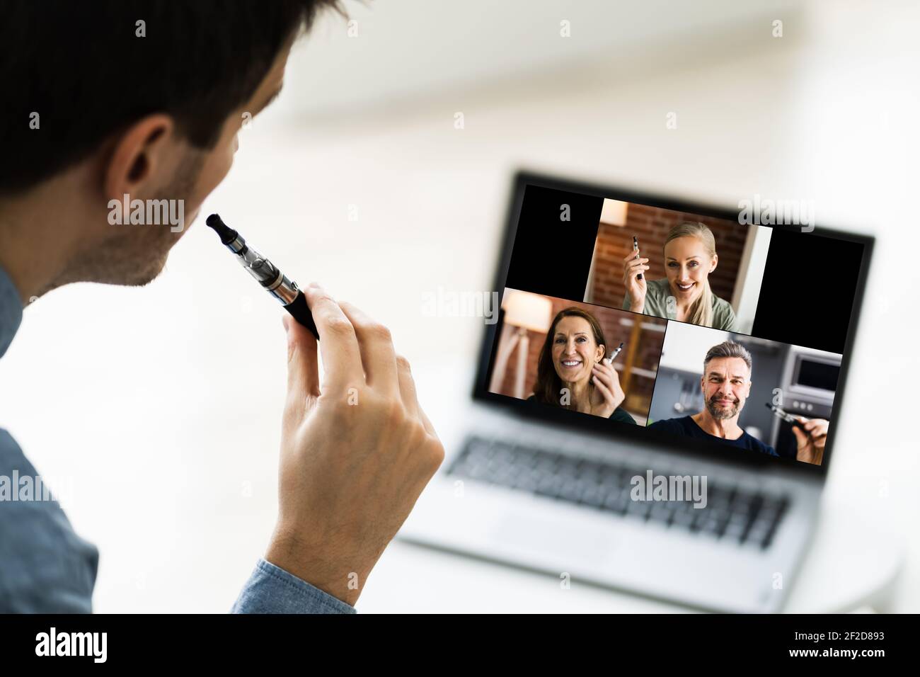 E Cigarette Vaping Smoking Video Conference Call Stock Photo - Alamy