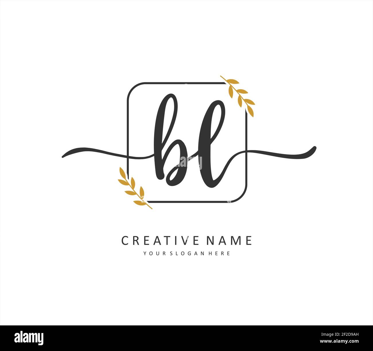 BL Initial letter handwriting and signature logo. A concept handwriting ...