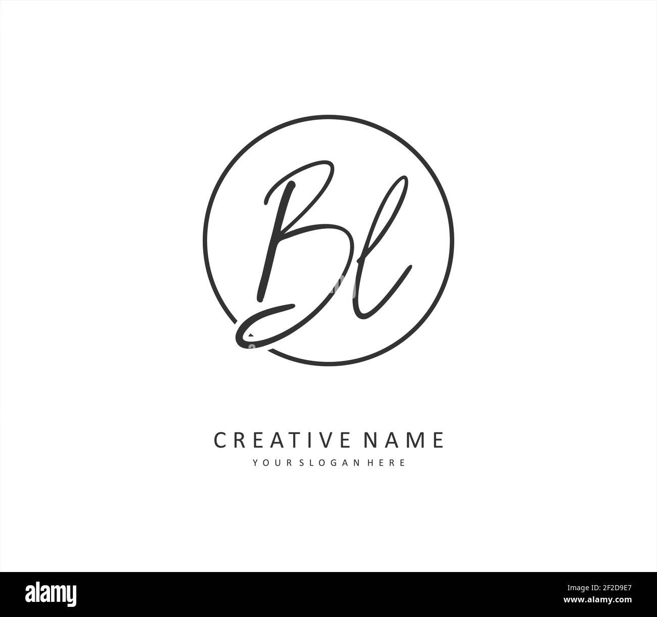 BL Initial letter handwriting and signature logo. A concept handwriting ...