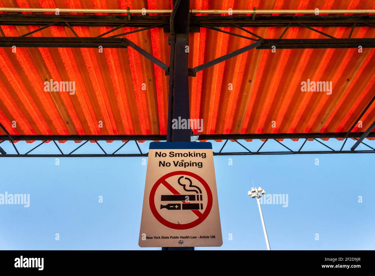 Sign prohibiting smoking and vaping at a Long Island Railroad Station ...