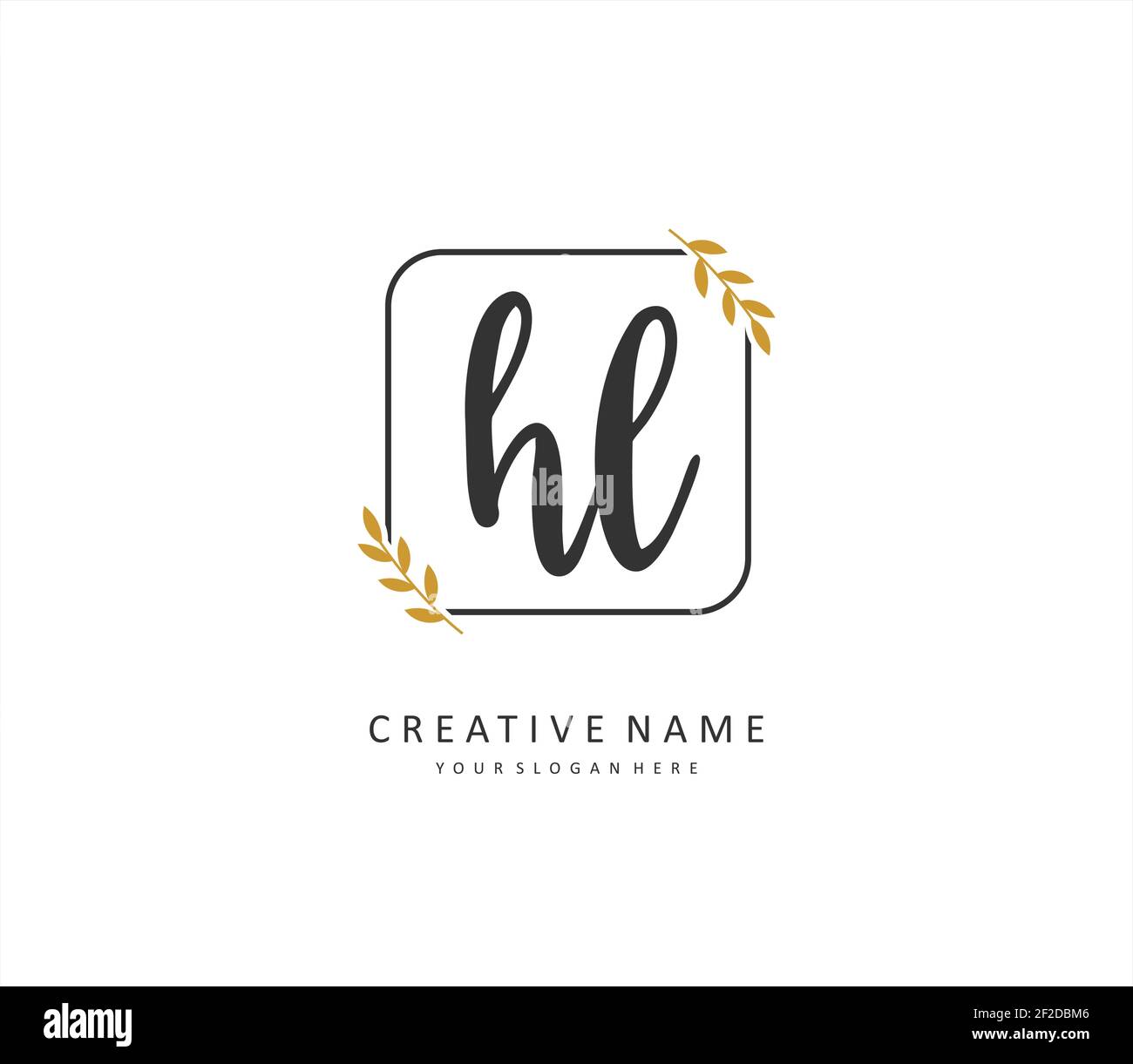 HL Initial letter handwriting and signature logo. A concept handwriting ...