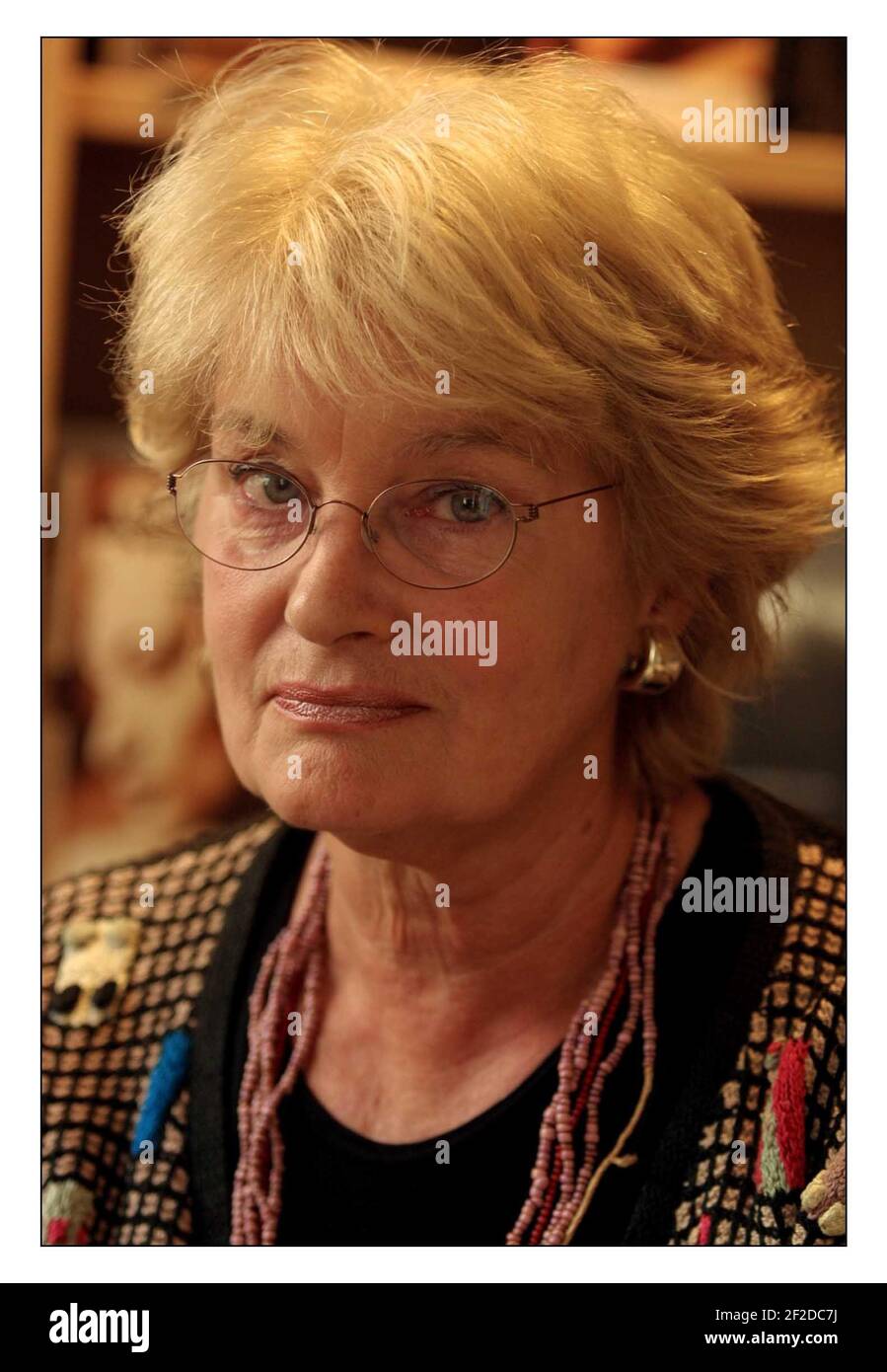 Liz Calder marching against war on Saturday...pic David Sandison 14/2 ...