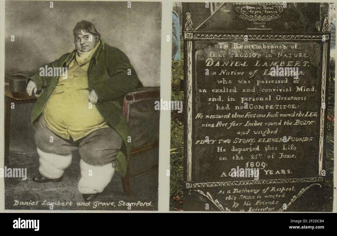 Portrait of Daniel Lambert and grave, Stamford (4673768) (cropped Stock ...