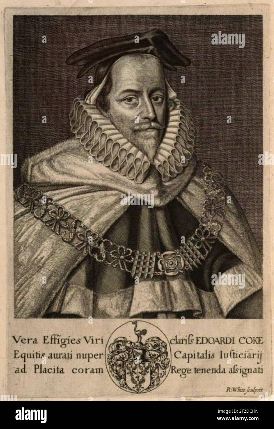 Portrait of Edward Coke (1669) by R White Stock Photo - Alamy
