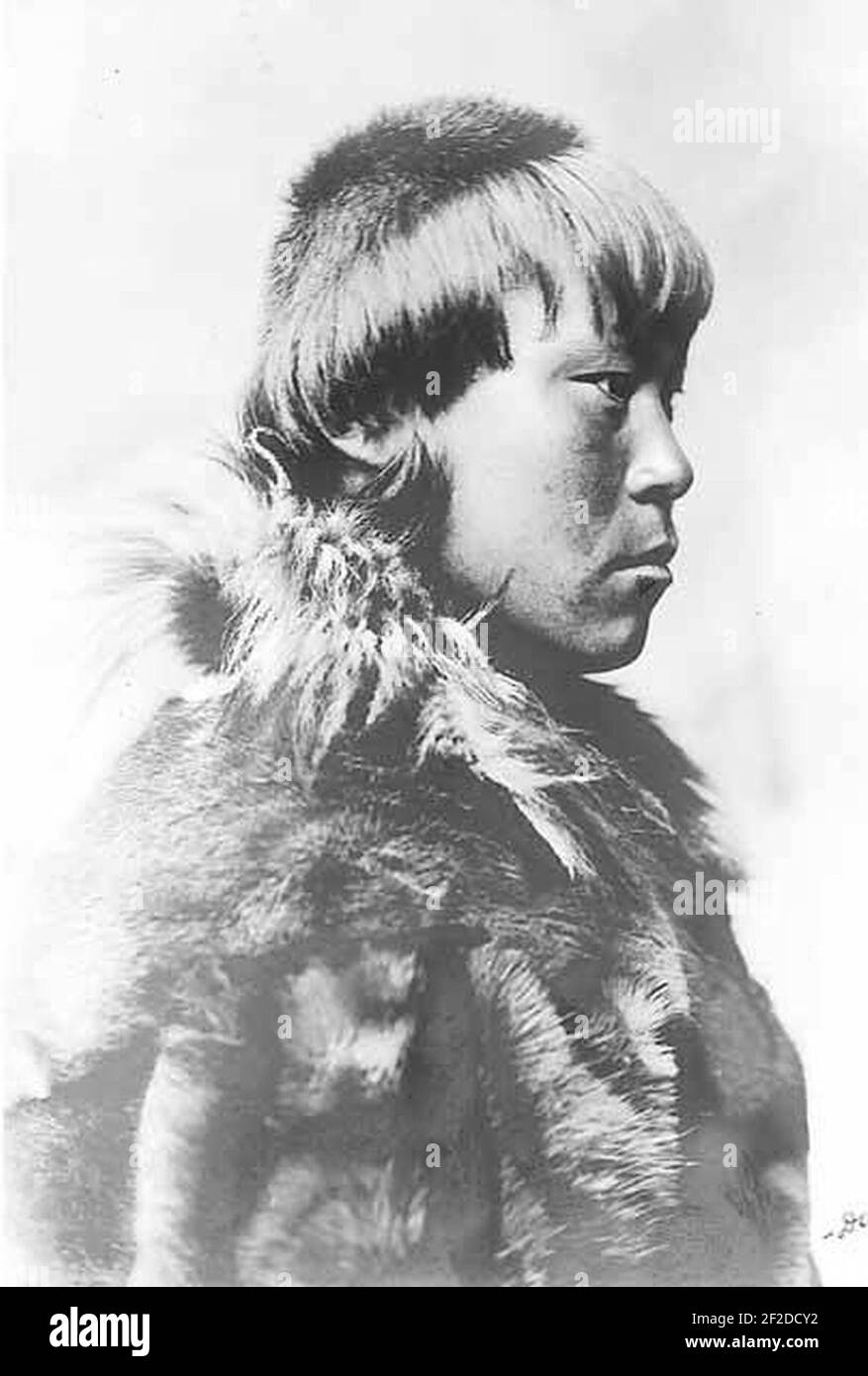 Portrait of Eskimo man in fur parka, circa 1906 (AL+CA 33 Stock Photo ...